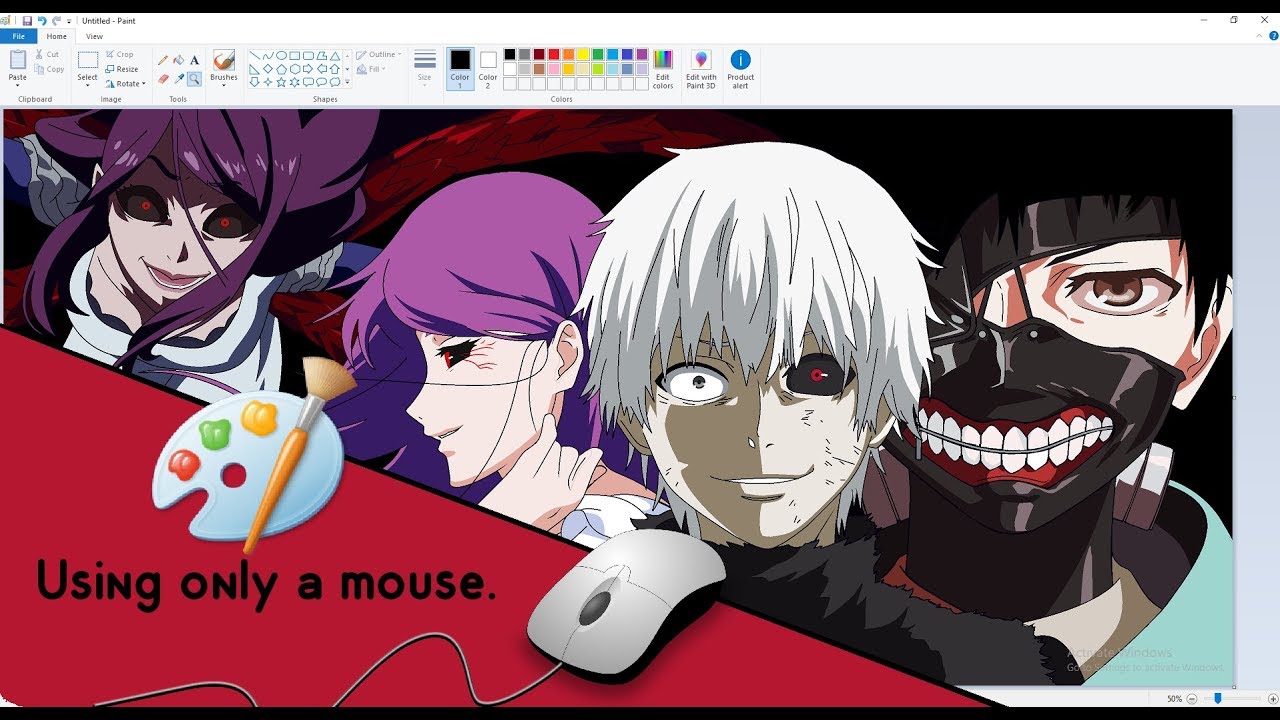 Speed Drawing - Ken Kaneki/Rize drawing (MS Paint) - YouTube