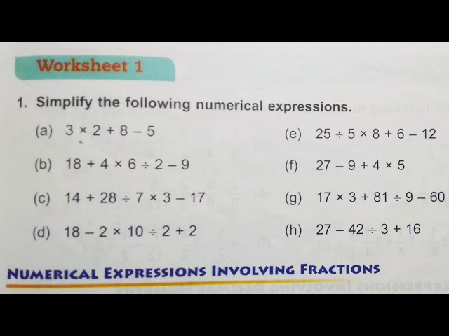 Easy Numerical Expression Worksheet