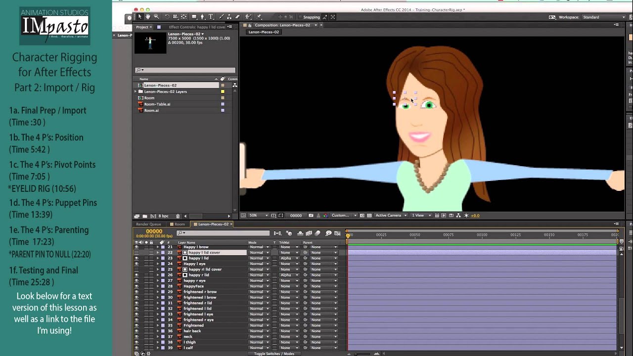 After Effects Character Rigging Part 2 Import And Rig Youtube