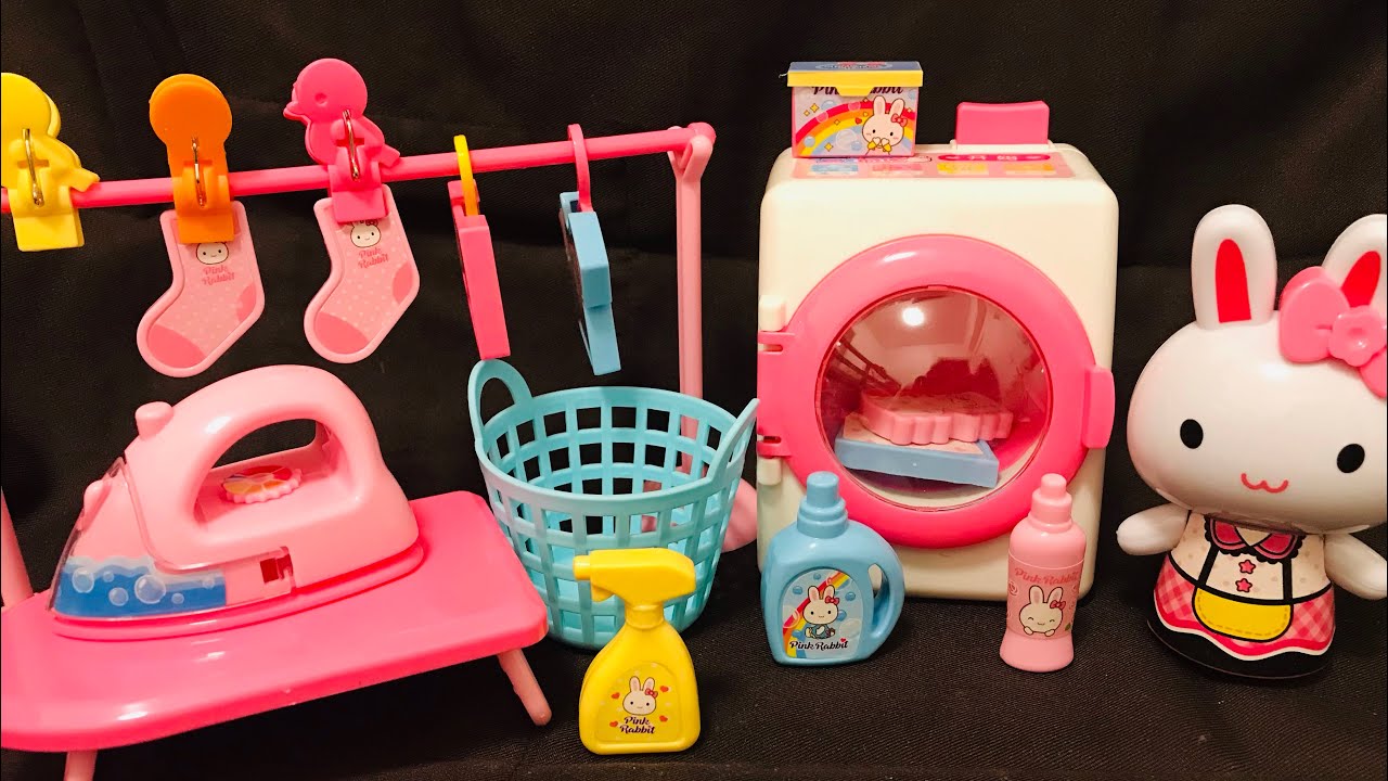 11 minutes satisfying with unboxing pink rabbit laundry set/ASMR - YouTube