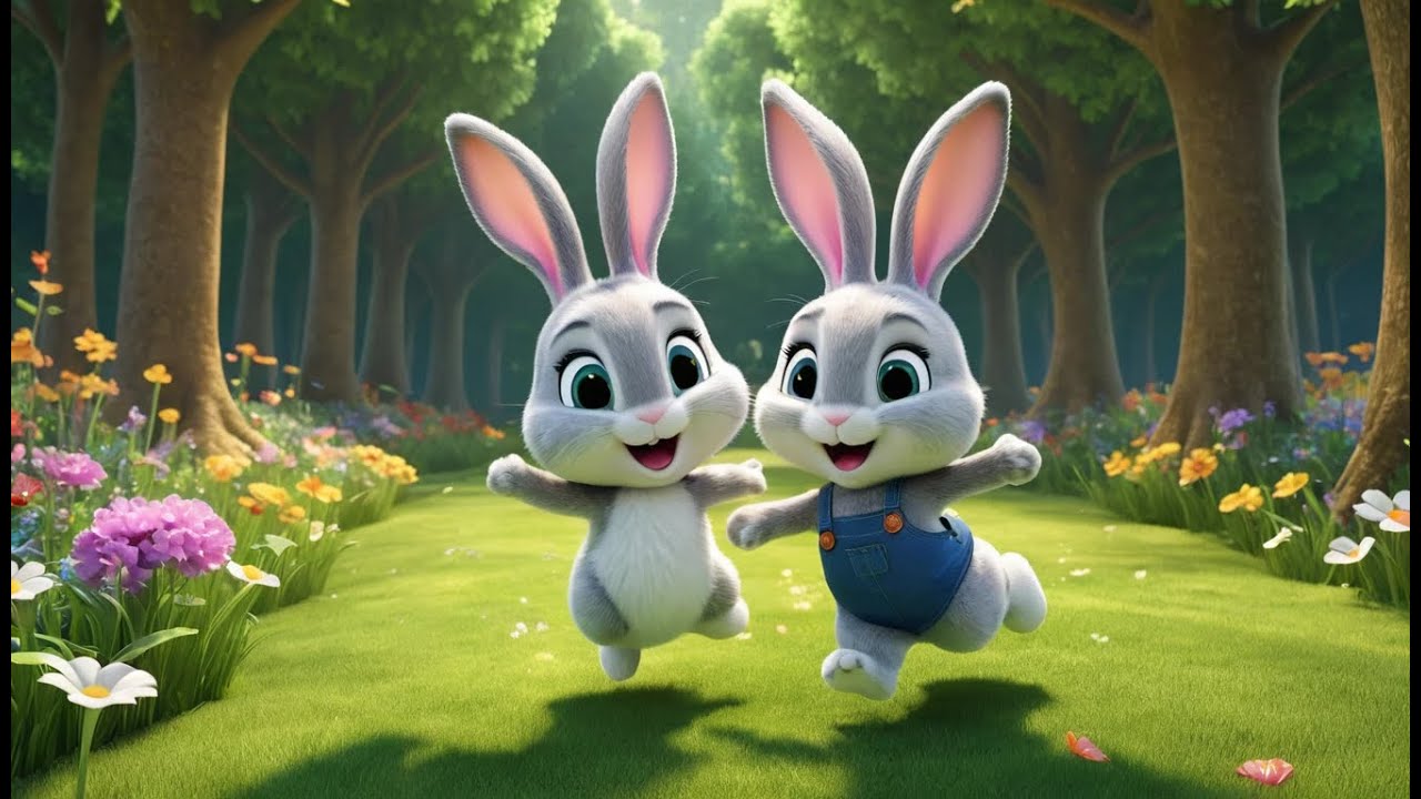 Five Little Bunnies Jumping on the Ground | Fun Nursery Rhyme for Kids ...