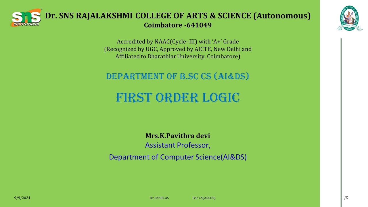 First Order Predicate Logic - YouTube