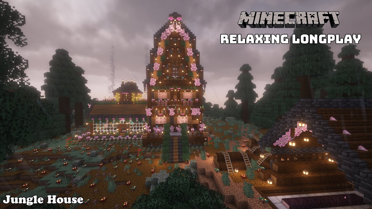 Minecraft Relaxing Longplay - Rainy Build Jungle House - Cozy Cottage ...