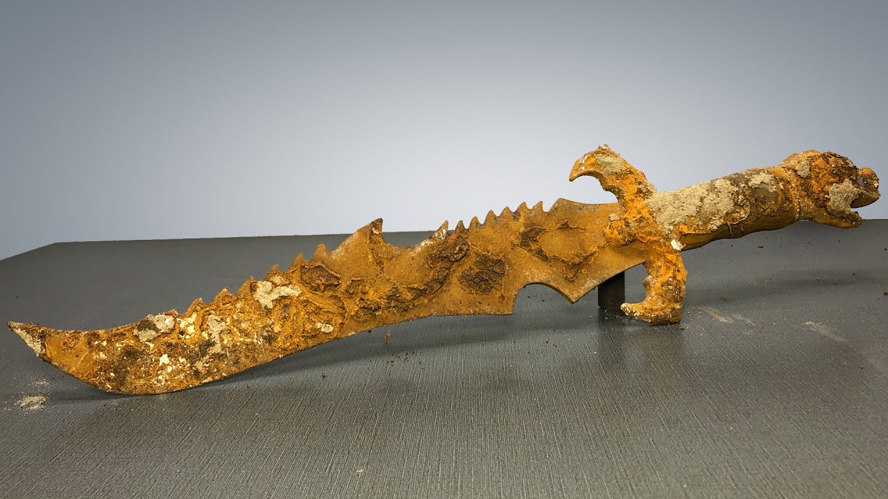 Antique Rusty 'RARE Tiger Shape Handle' Dagger Knife Restoration - YouTube