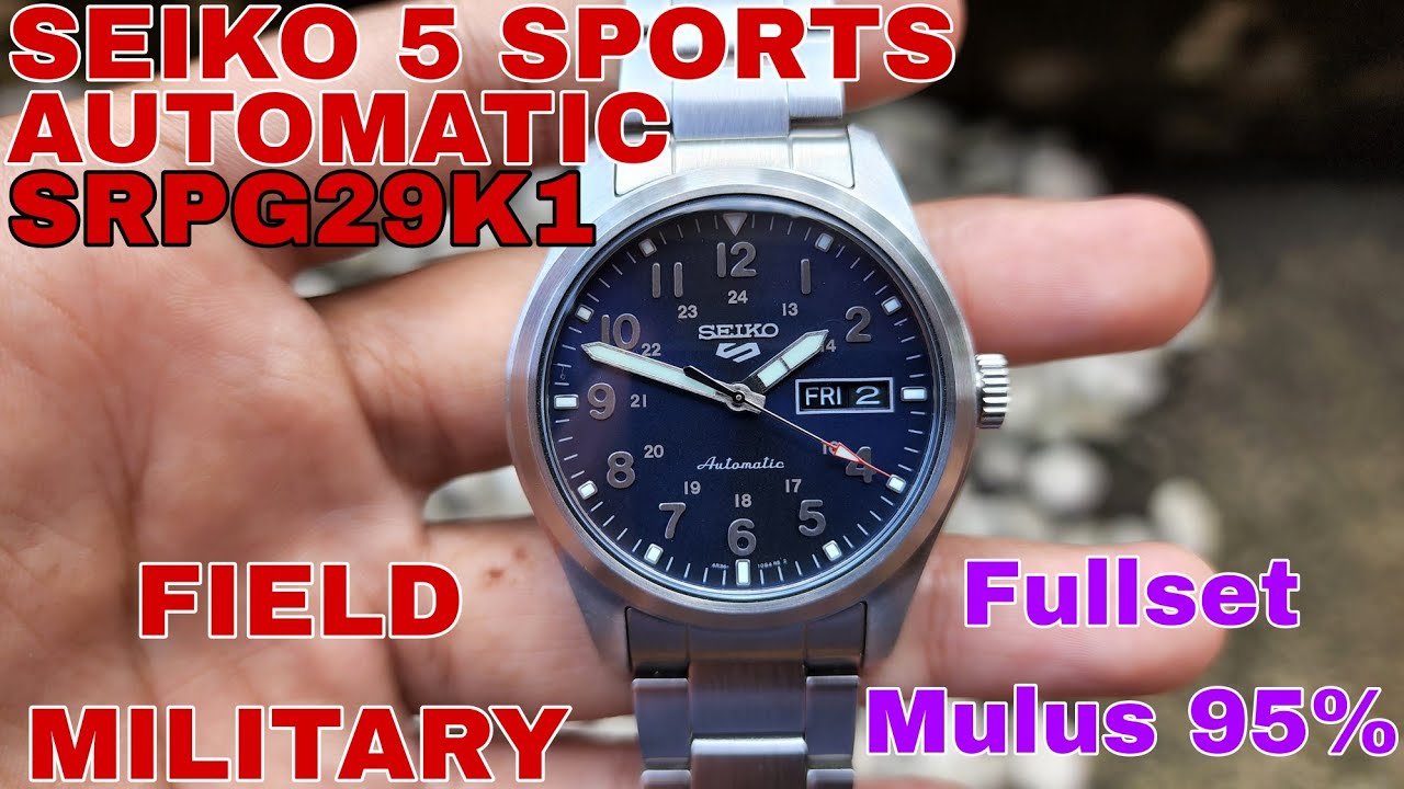 SOLD SEIKO 5 SPORTS FIELD MILITARY AUTOMATIC SRPG29K1 BLUE DIAL MULUS ...