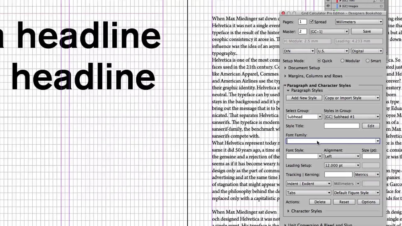 Adobe InDesign - From sketch to grid-based layout - Applying headline ...