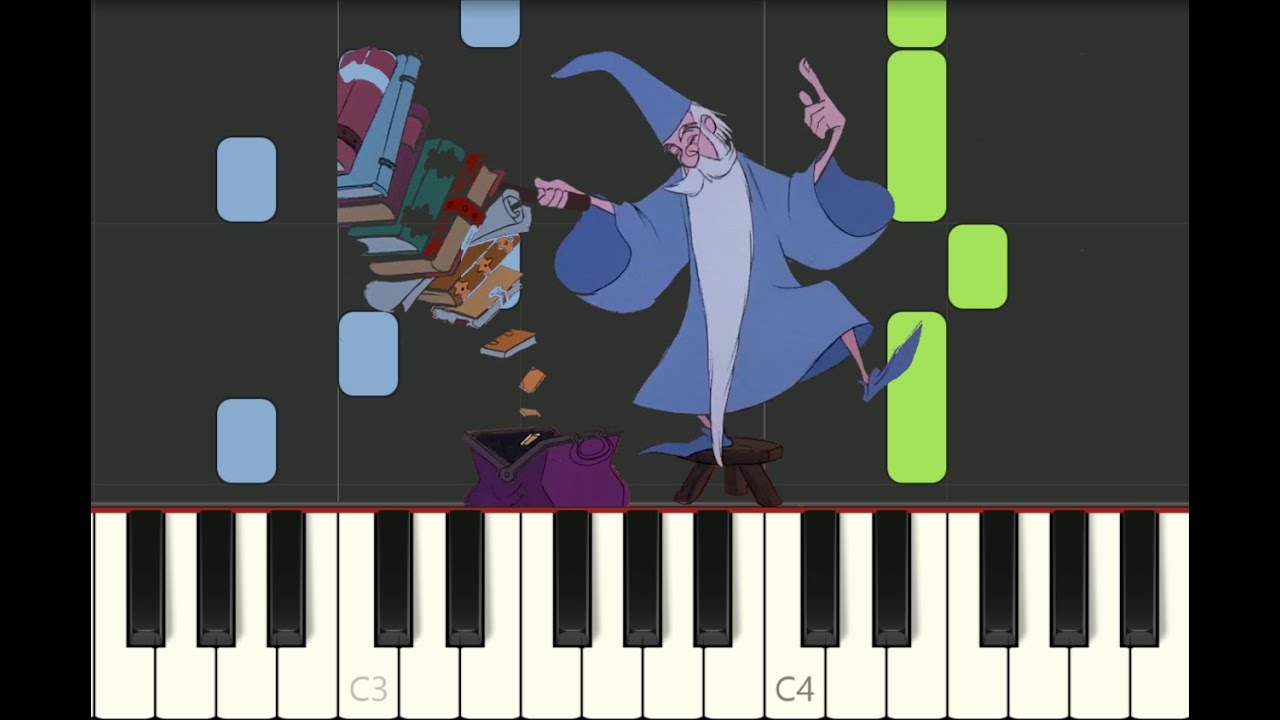 EASY piano tutorial "HIGITUS FIGITUS" The sword in the Stone, Disney ...