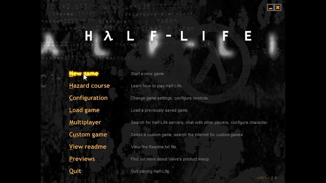 Half-Life original loading videos, original menu and intro scene in ...