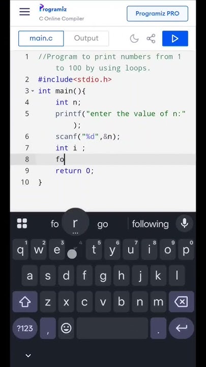 Program to print numbers 1 to 100 by using loops in C programming. - YouTube