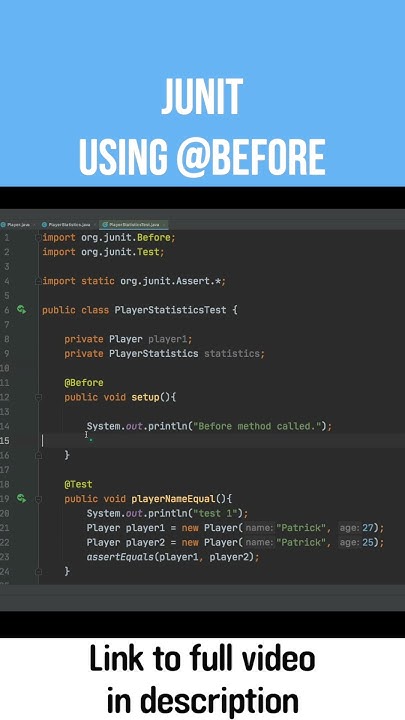 Using the Before Annotation with JUnit - YouTube