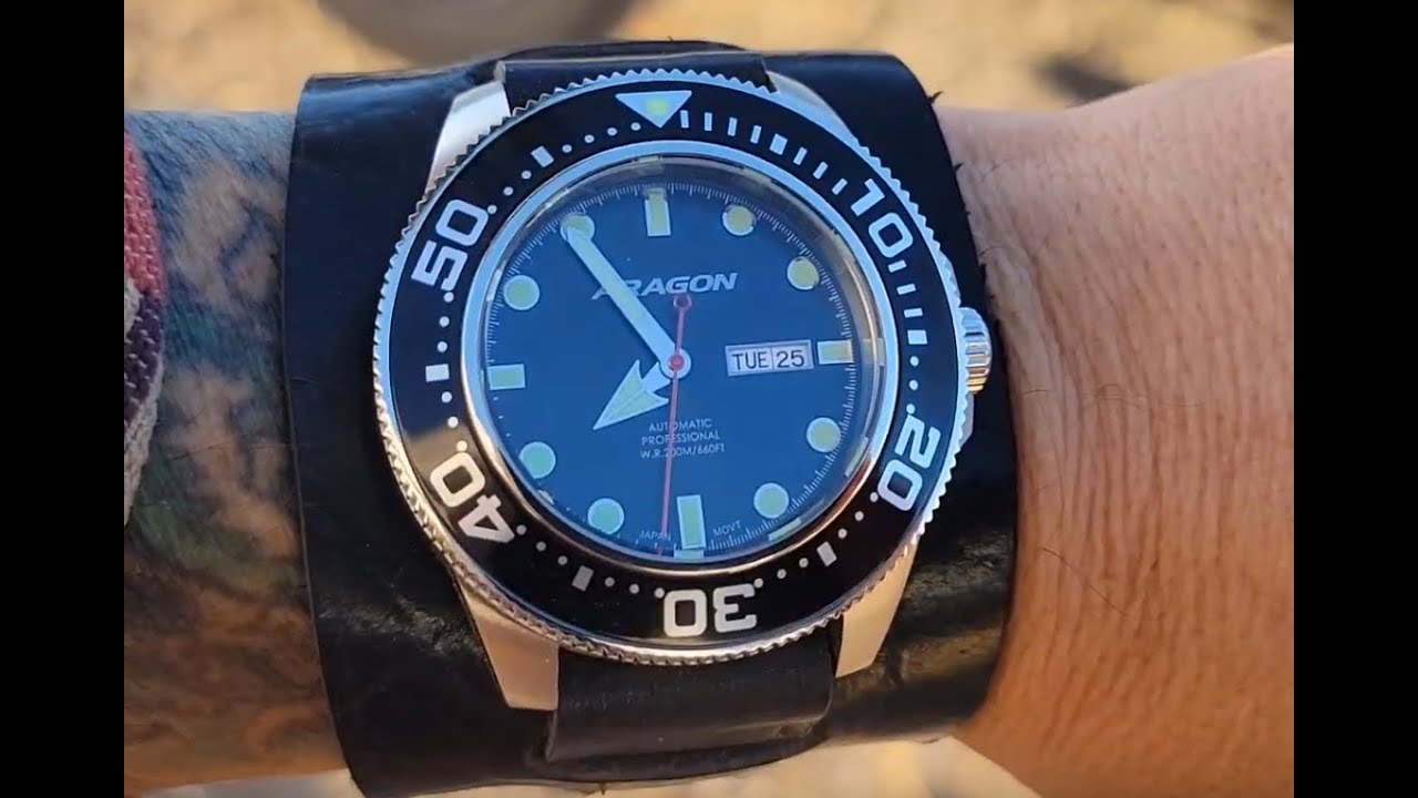 Leather Bund Band For My 50mm Aragon Divemaster Watch - YouTube
