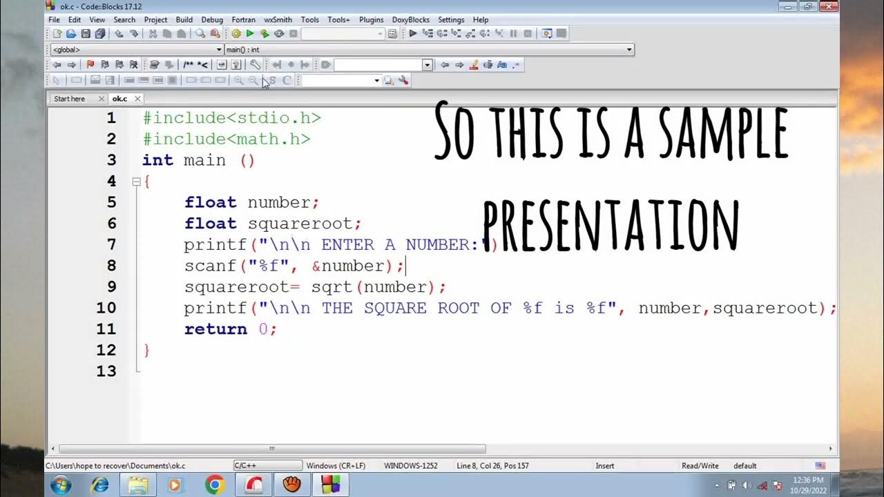 HOW TO USE THE SQUARE ROOT FUNCTION IN CODE BLOCKS|| WORKS!!! - YouTube
