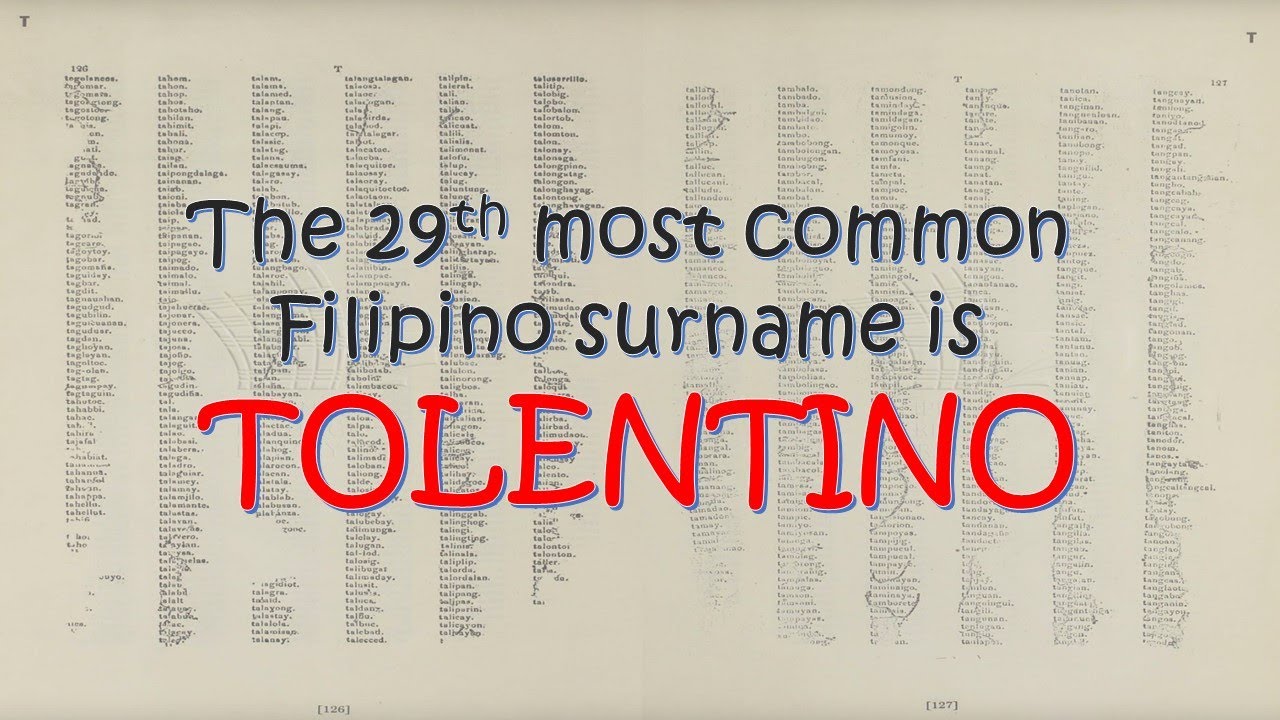 Filipino Surnames | TOLENTINO - YouTube