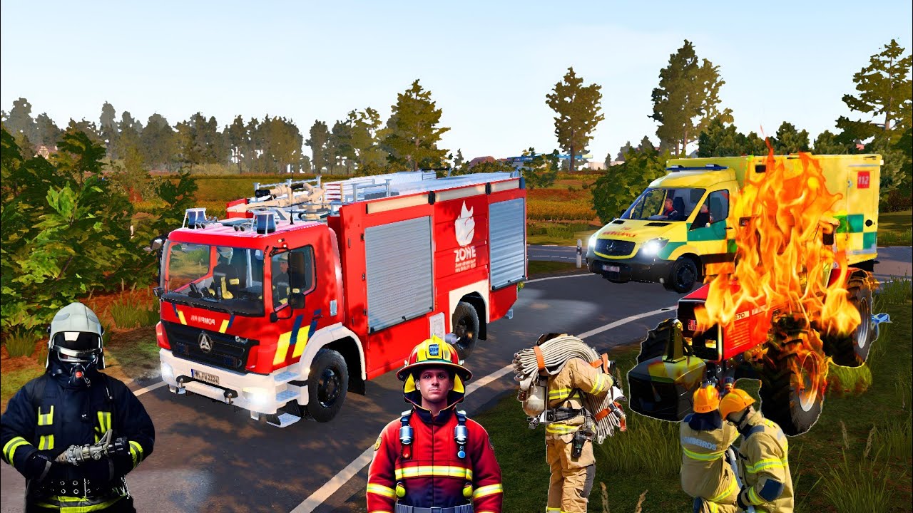 Emergency Call 112 - German Firefighters, Ladder Truck Responders on ...