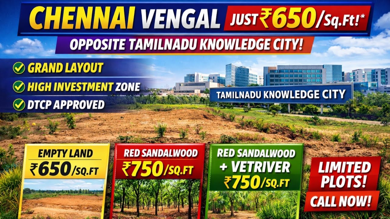 Chennai Vengal Plots ₹650/sqft | Grand Layout Opp TN Knowledge City ...