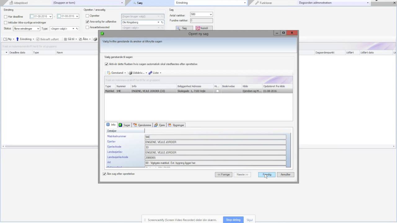 1a SBSYS-NetGIS: Automatisk stedfæstelse under oprettelse af ny sag ...