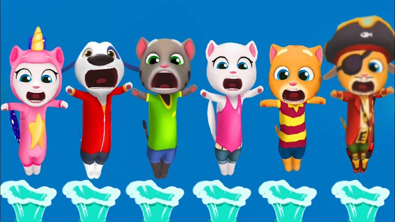 Talking Tom Gold Run - All Characters Quick Water Drown in Funny ...