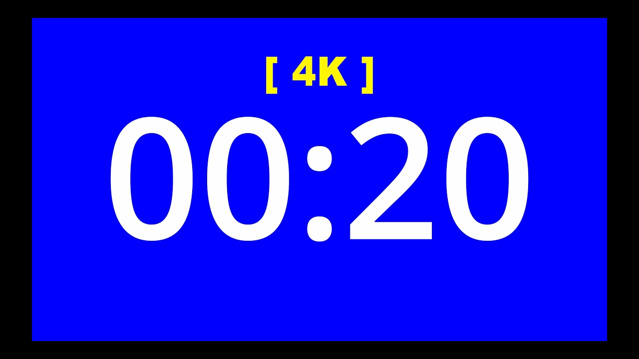 20 Seconds Timer with in [4K] - blue screen - YouTube