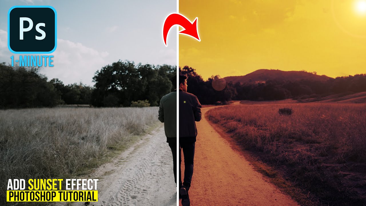 Add Sunset Effect to Photos In Photoshop - 1 Minute Photoshop Tutorial ...