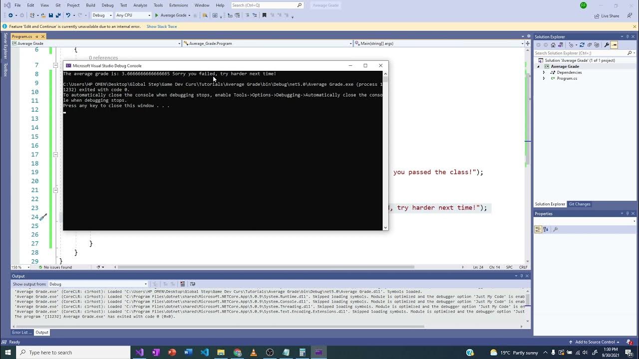 IF /Else statements for the Average Grade C# - YouTube
