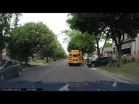 What school bus, flashing light, stop sign??? I didn't see anything.
