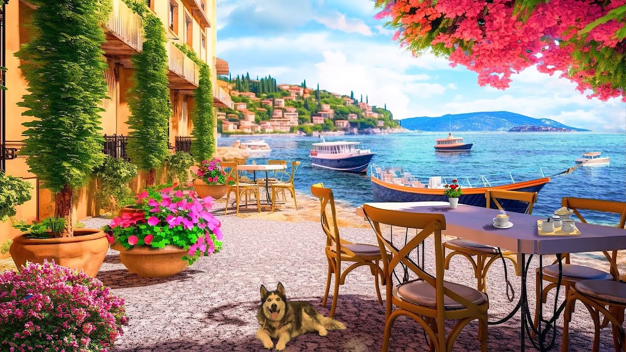 Fresh Summer Day at 4K Outdoor Coffee Shop Ambience - Feeling Smooth ...