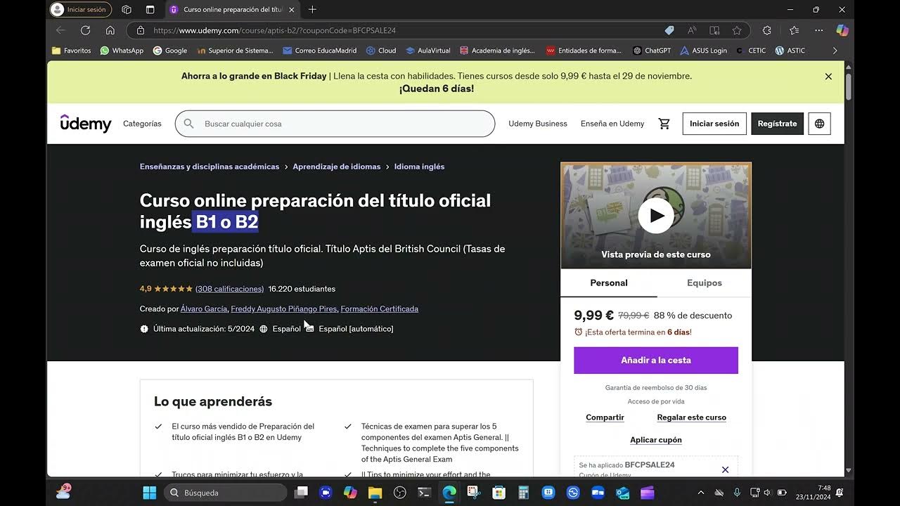 Curso Udemy APTIS B1 B2. Prof. Ingeniero Informático Eduardo Rojo Sánchez - YouTube