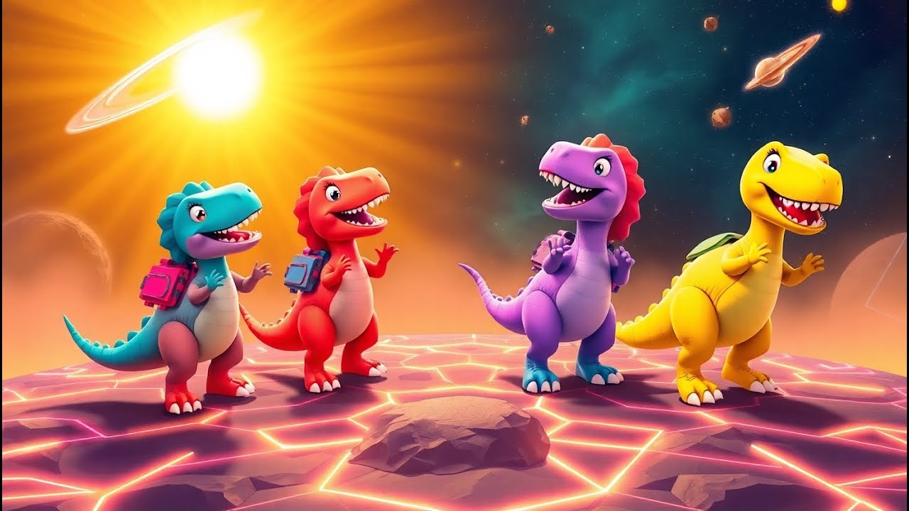 Dancing Dinosaurs in Space Countdown Rhyme | Fun Learning Song for Kids ...