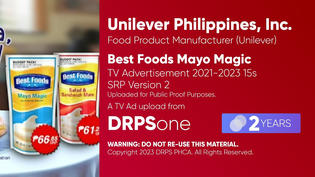 Best Foods Mayo Magic TV Ad 2021-2023 15s (Philippines, SRP Version 2 ...