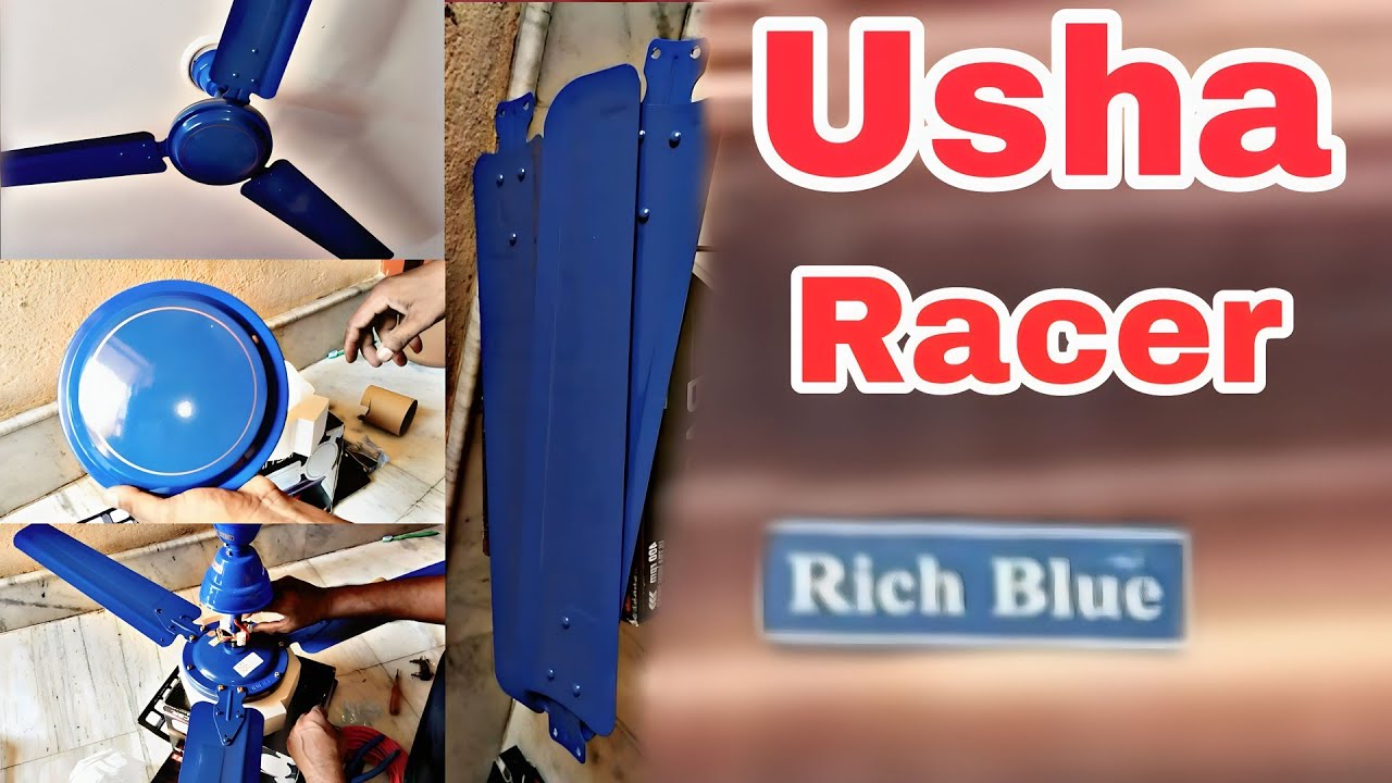 USHA racer🌹best 400rpm fan RICH BLUE Price n fitting - YouTube
