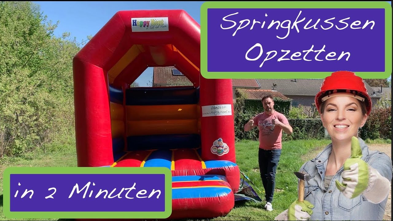 Springkussen opzetten en opblazen in 2 minuten - YouTube