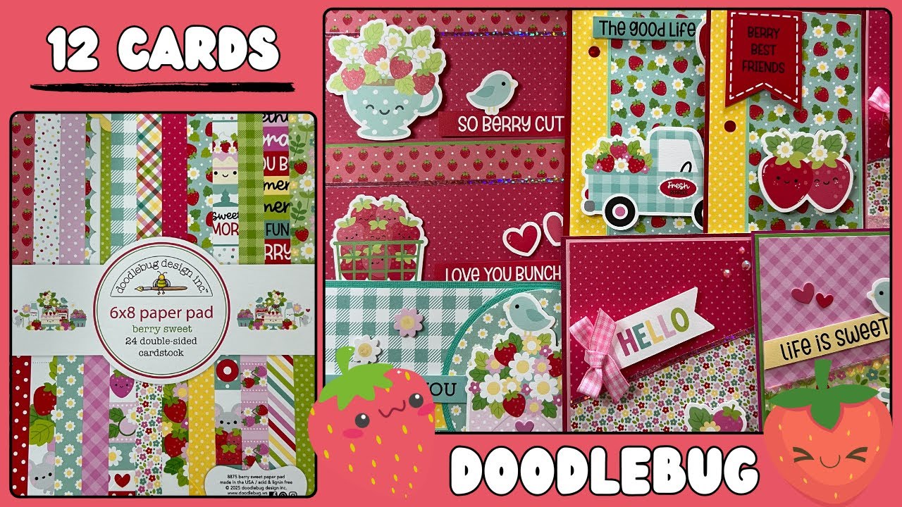 Doodlebug Design ️ - 12 Cards - Berry Sweet 🍓 - YouTube