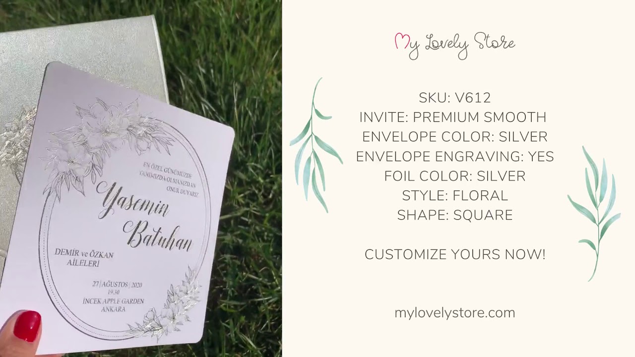 Luxury Silver Foil Wedding Invitation, Customized, Real Foil Engraved ...