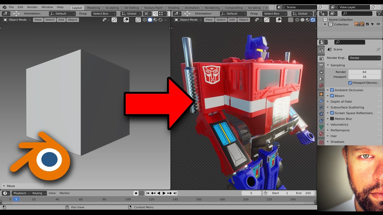 3D Basics - Modeling Optimus Prime in BLENDER (timelapse) - YouTube