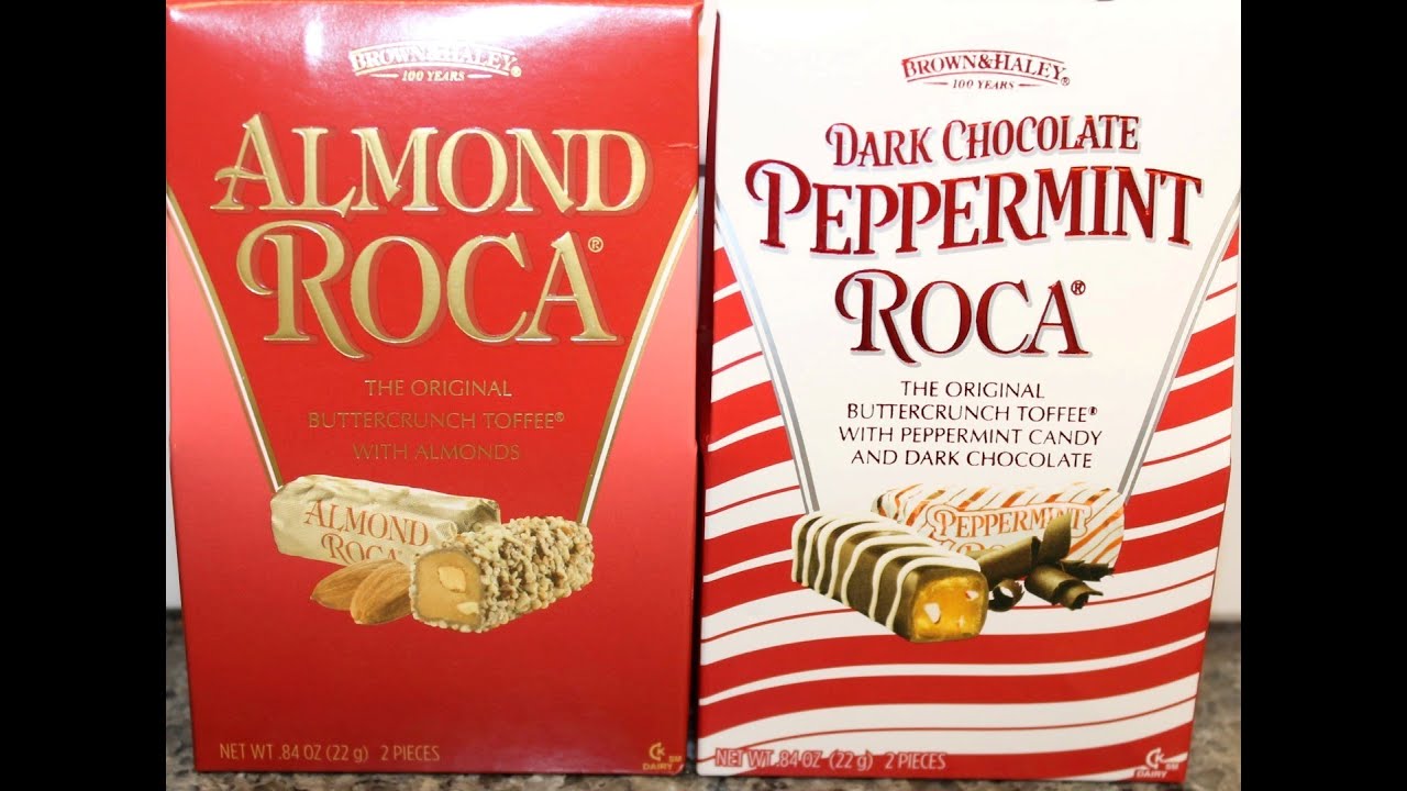 Brown & Haley Almond Roca and Dark Chocolate Peppermint Roca Review ...