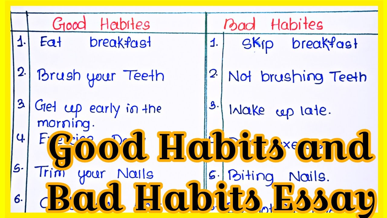 10 line good habits and bad habits in English | Good habits and bad ...