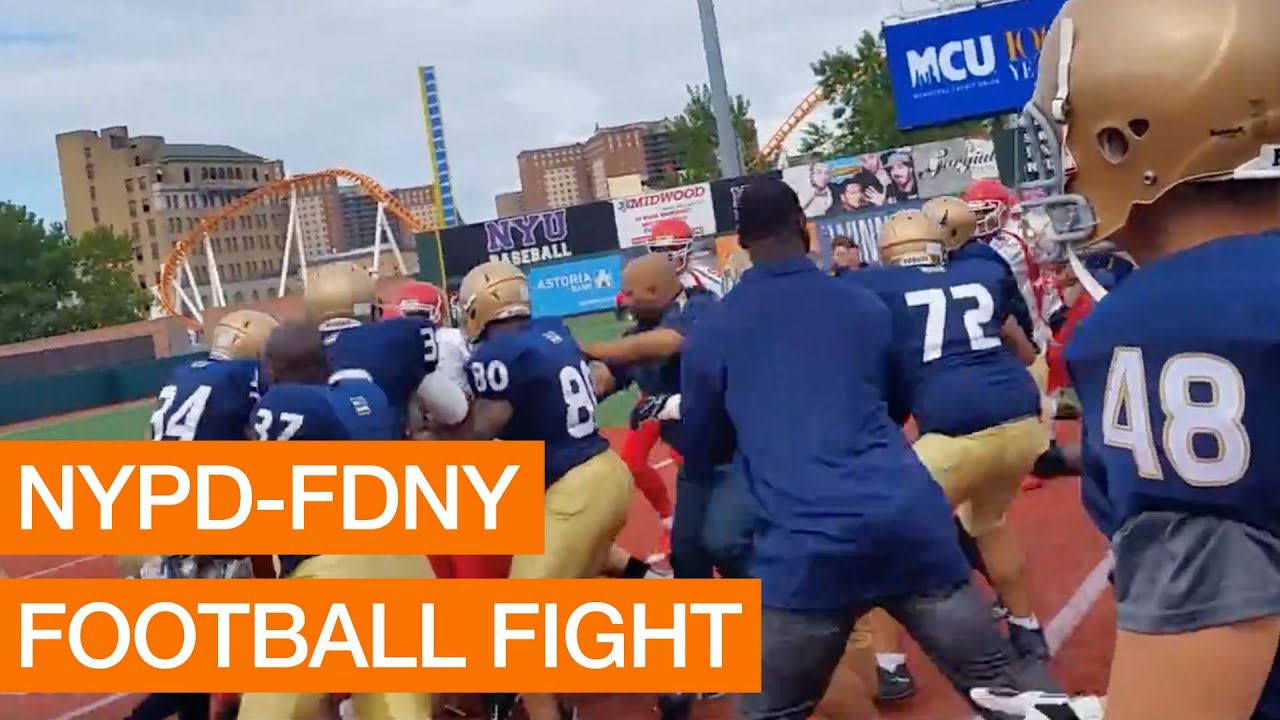 NYPD - FDNY Football Fight - YouTube