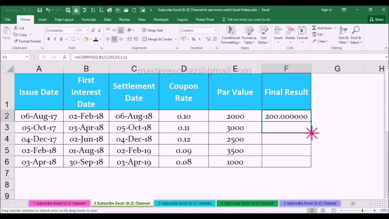 ACCRINT Financial Function With Example In MS Office Excel Spreadsheet ACCRINT Financial Function With Example In MS Office Excel Spreadsheet