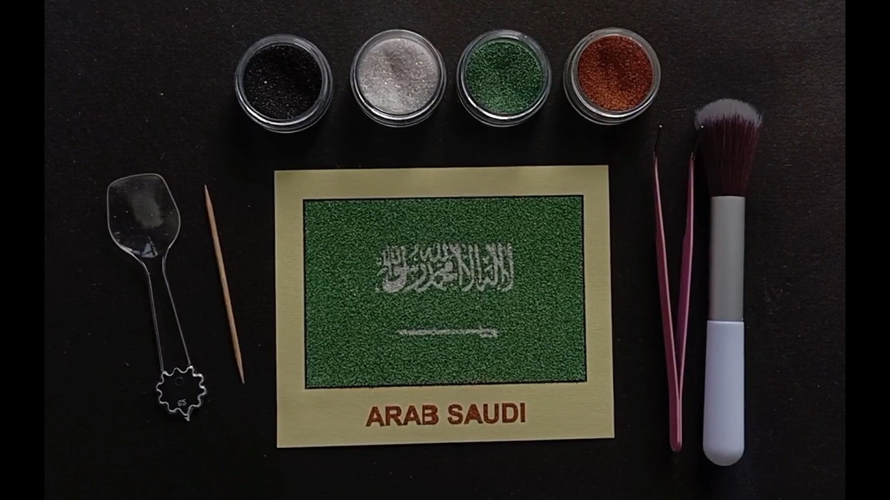 Sand Painting Saudi Arabia Flag | paperindcraft - YouTube
