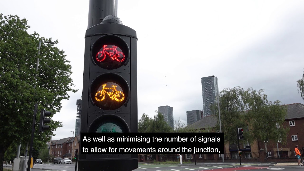 Manchester to Chorlton Cycleway - CYCLOPS junction - YouTube