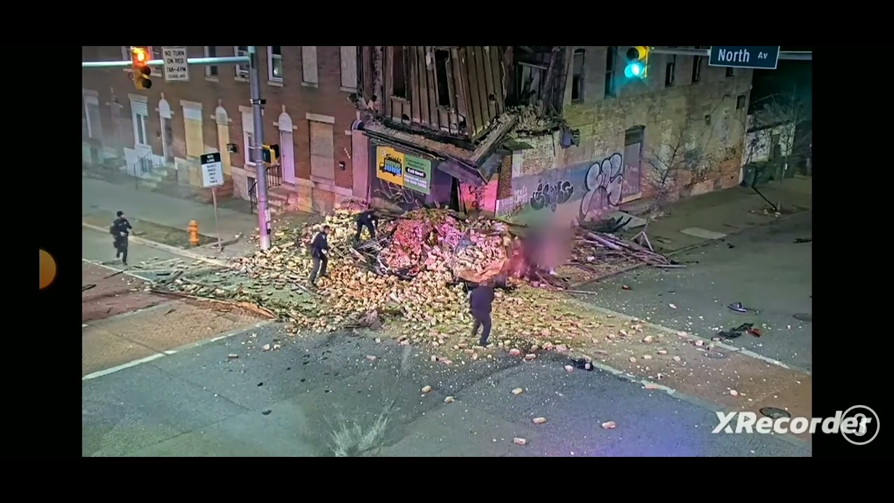 Fatal crash as fleeing car causes building collapse in Baltimore - YouTube