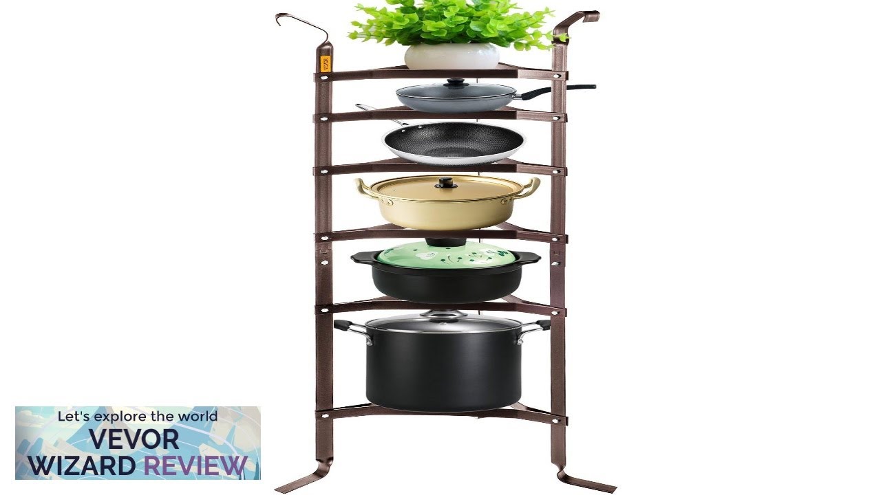 VEVOR 6-Tier Cookware Stand Carbon Steel Multi-Layer Pot Rack 61-inch ...