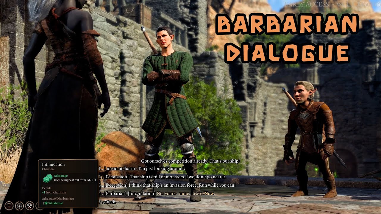 Baldur's Gate 3 Patch 7: Barbarian Dialogue at Dank Crypt Entrance ...