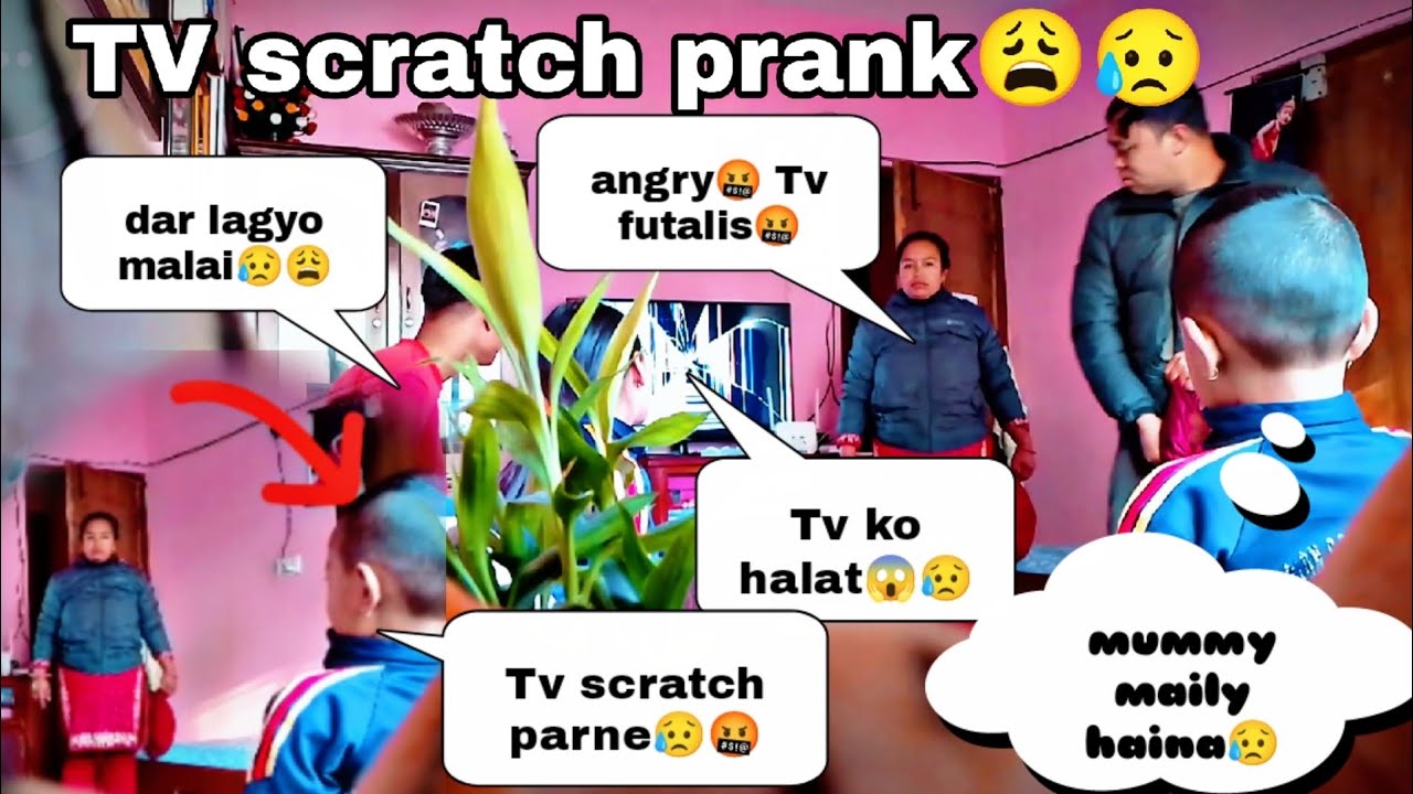 frist prank gone wrong😥😱😩/ tv scratch prank/ angry my sister😥/sorry dd🙏 ...