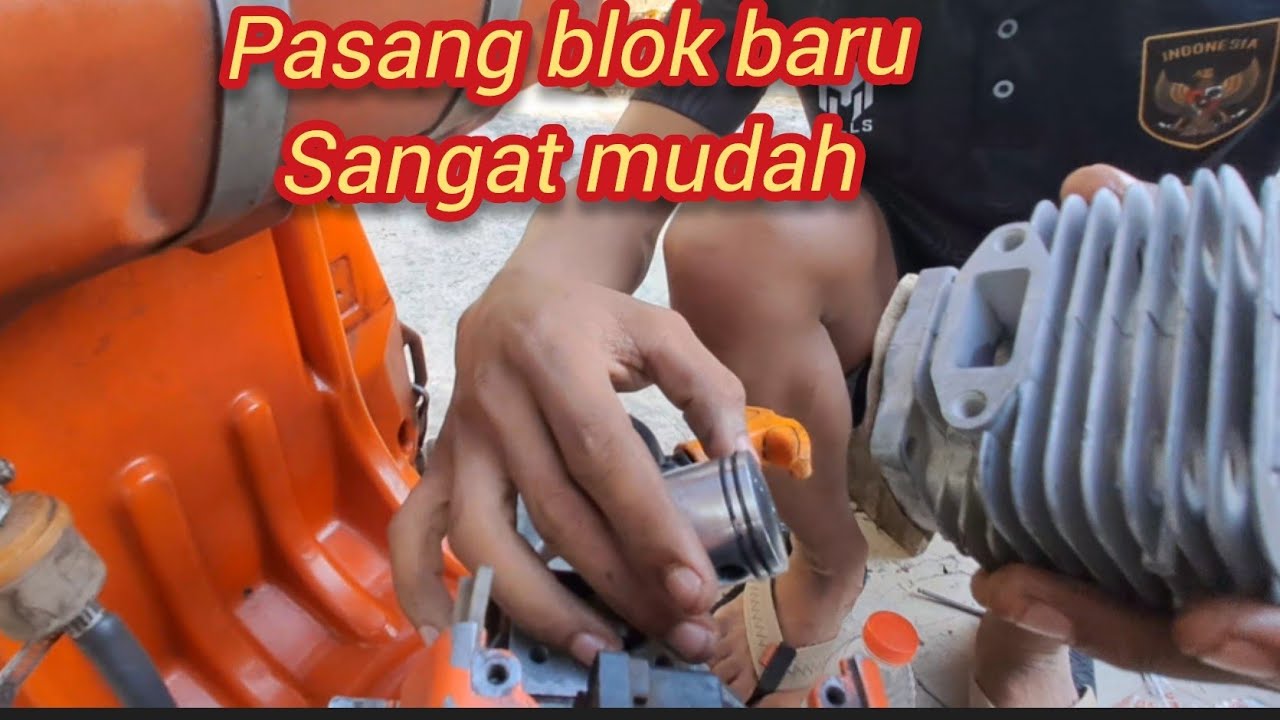 cara pasang blok mesin potong rumput// how to install a lawn mower ...