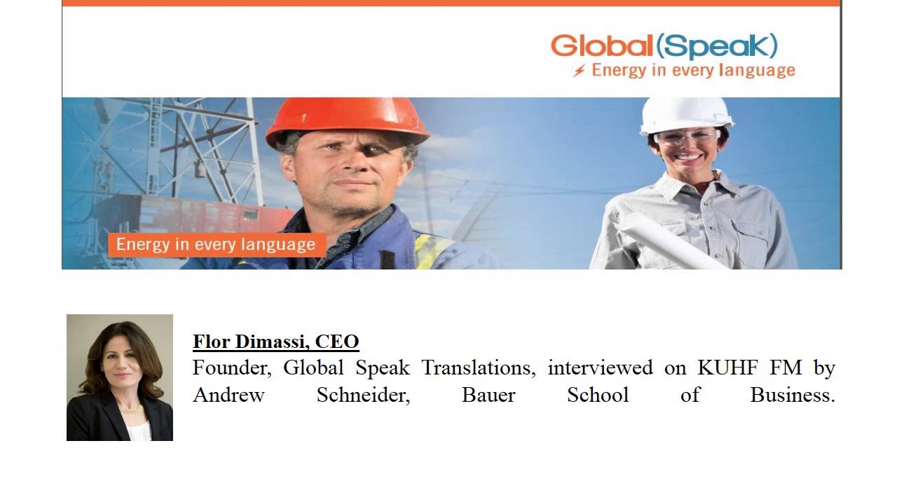 Flor Dimassi, CEO Global Speak Translations, Interview on KUHF FM - YouTube