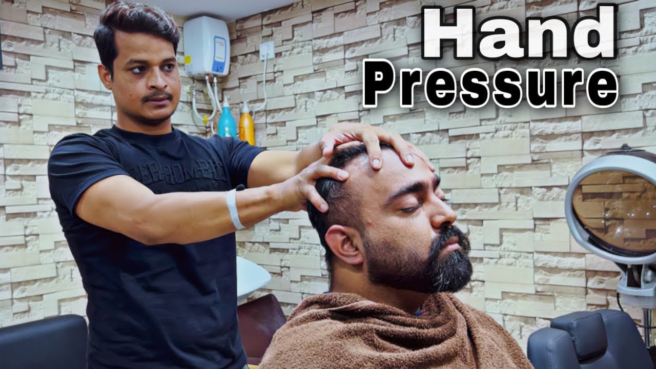 Head massage with Good Hand pressure By Rizwan barber - face wash with ...