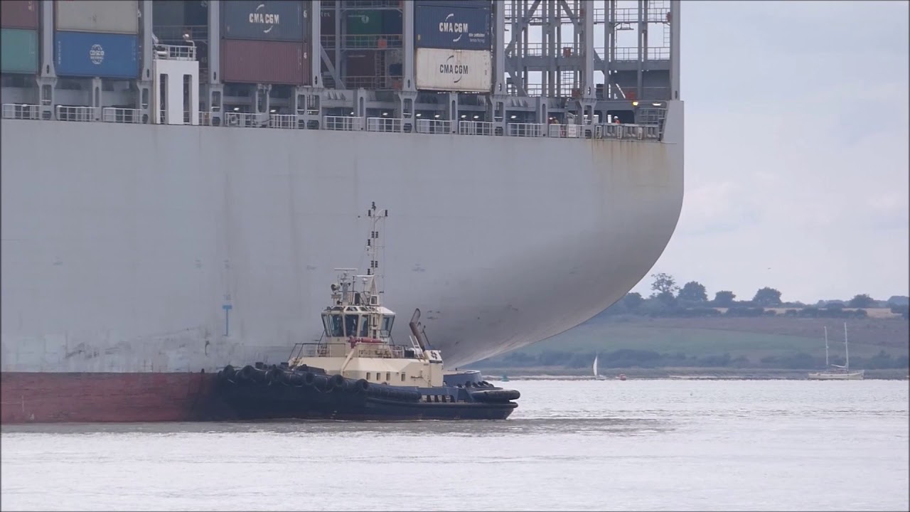 OOCL Germany eases off the berth and comes ahead to depart Felixstowe ...