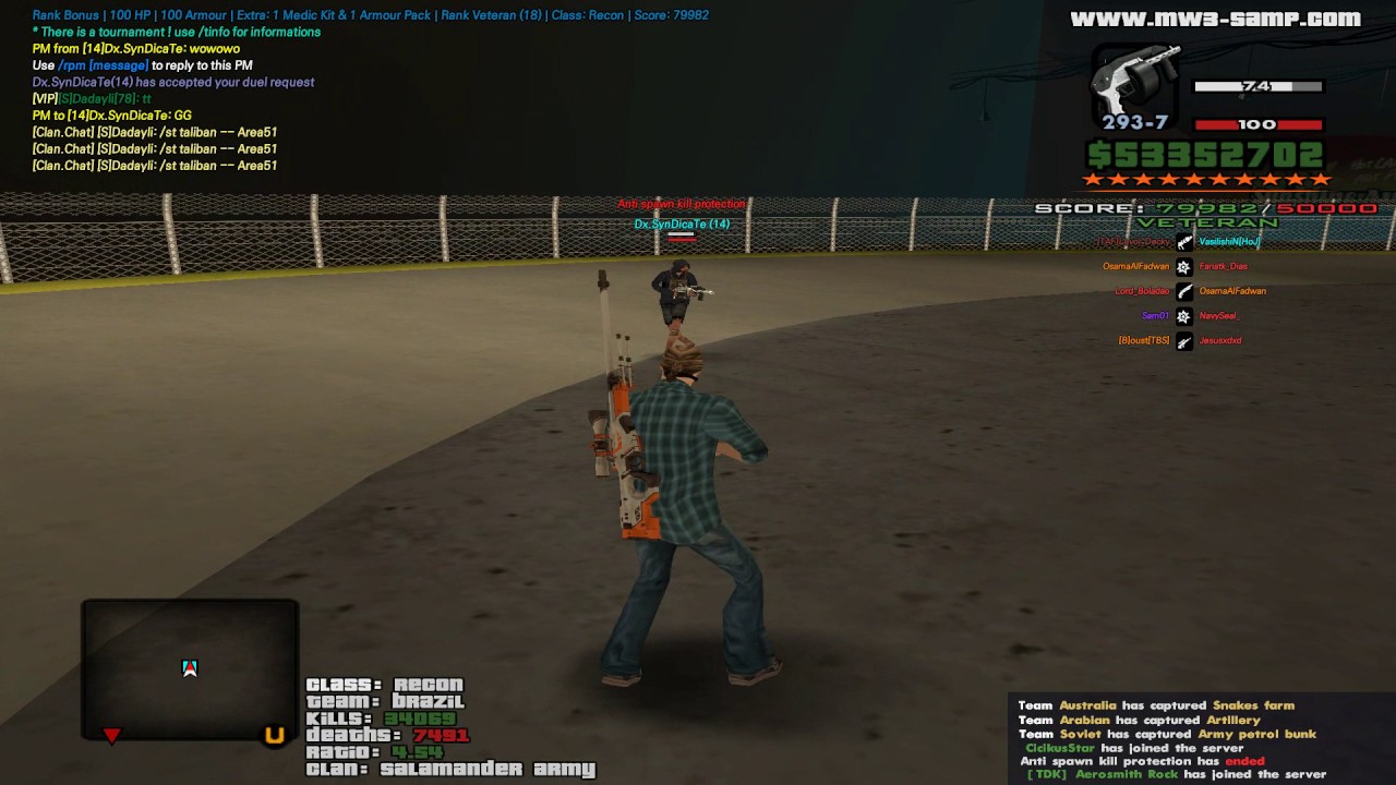 GTA SA : SAMP MW3 : 1v1 Combat Duel - YouTube