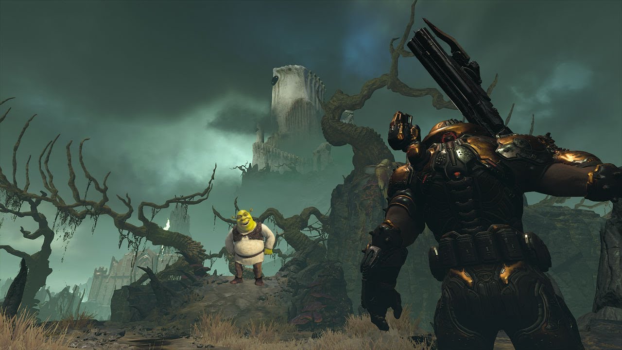 Doom Slayer Encounters Shrek in The Blood Swamps - YouTube